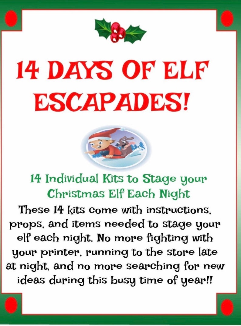 14-days of Christmas Elf Activity Kit Elf Props Elf - Etsy