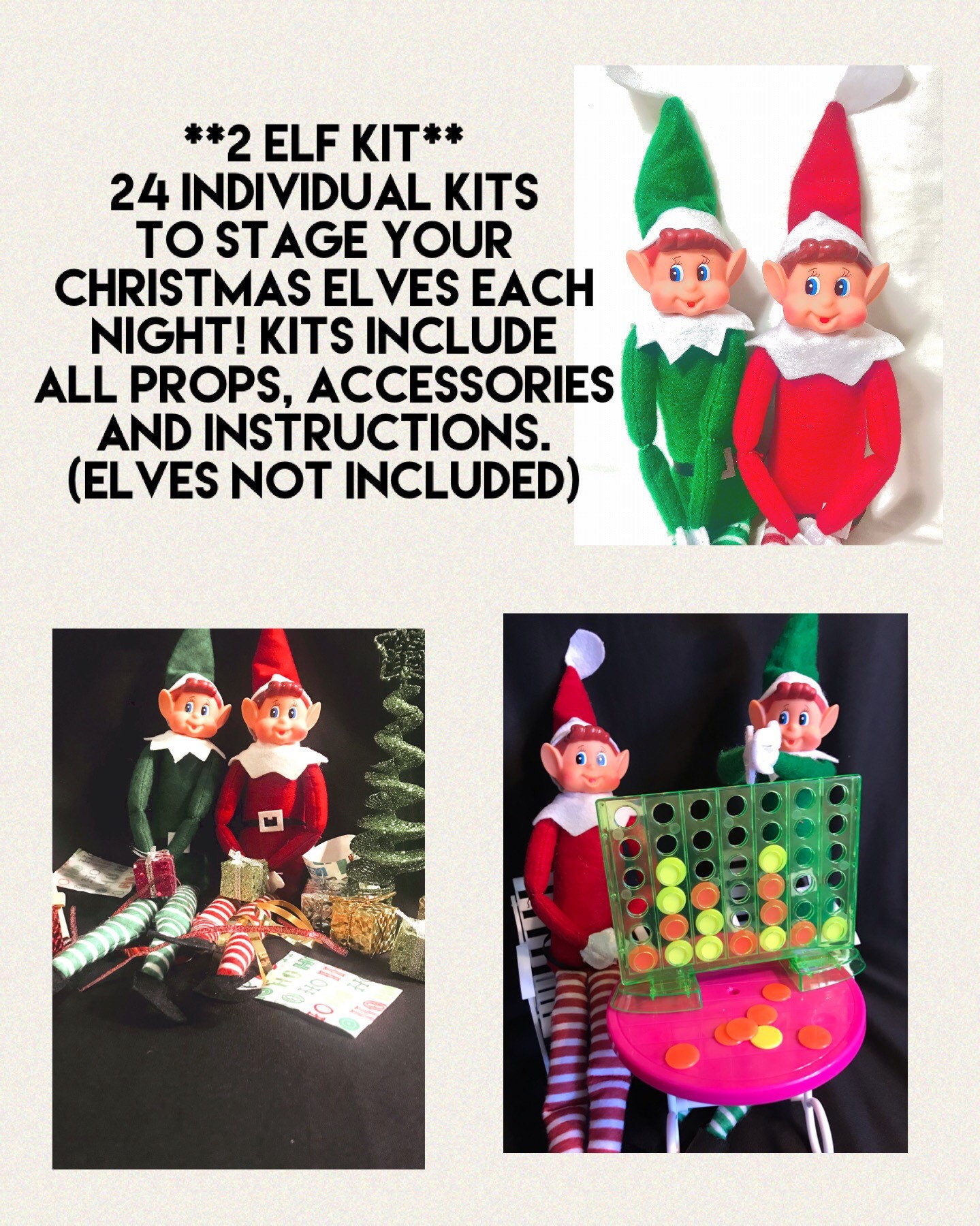 2-ELF 24-days of Christmas Elf Activity Kit, Elf Props, Elf Mischief ...