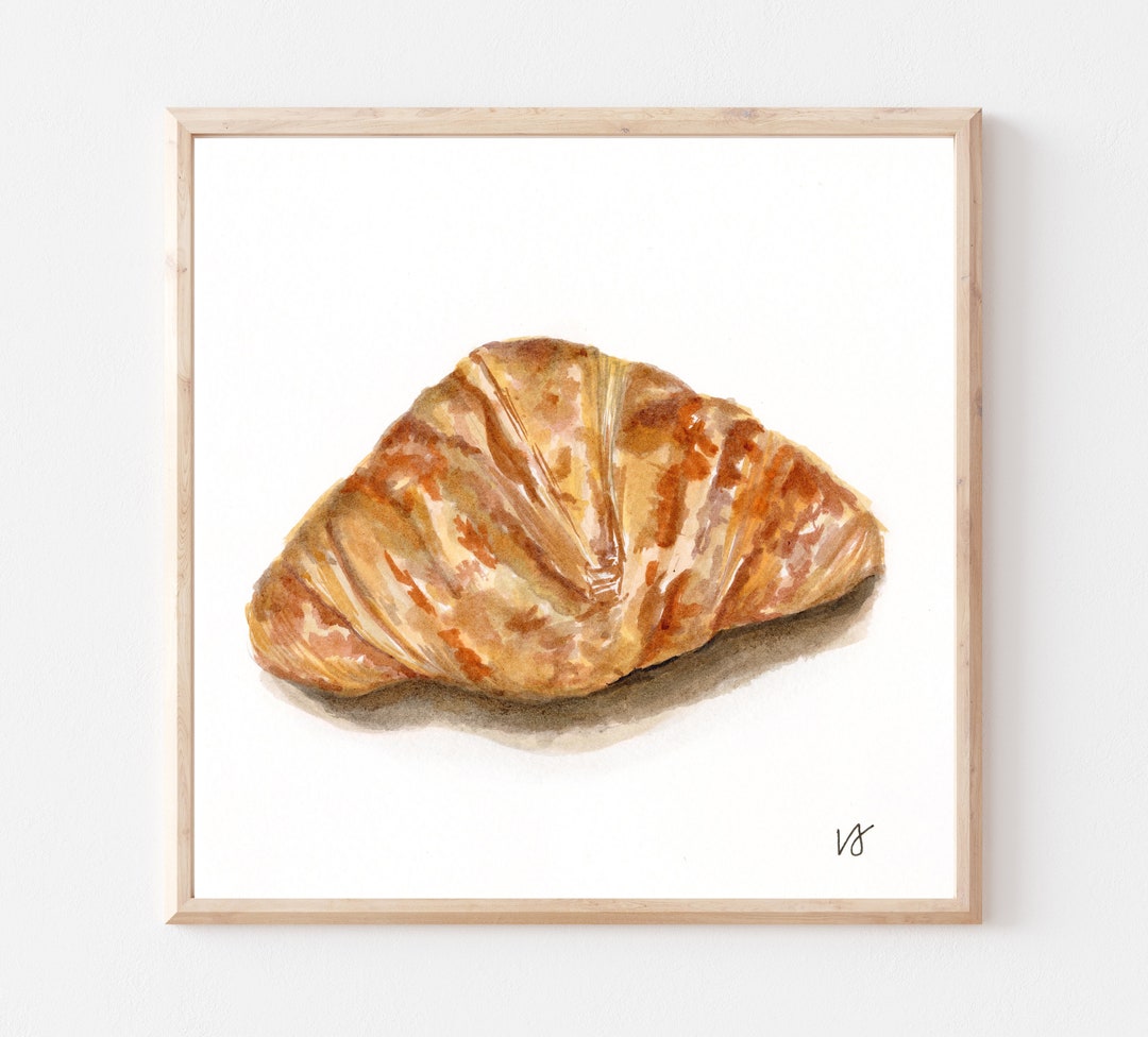 Croissant- Original Ink/watercolor Art Print- Croissant Art Print ...