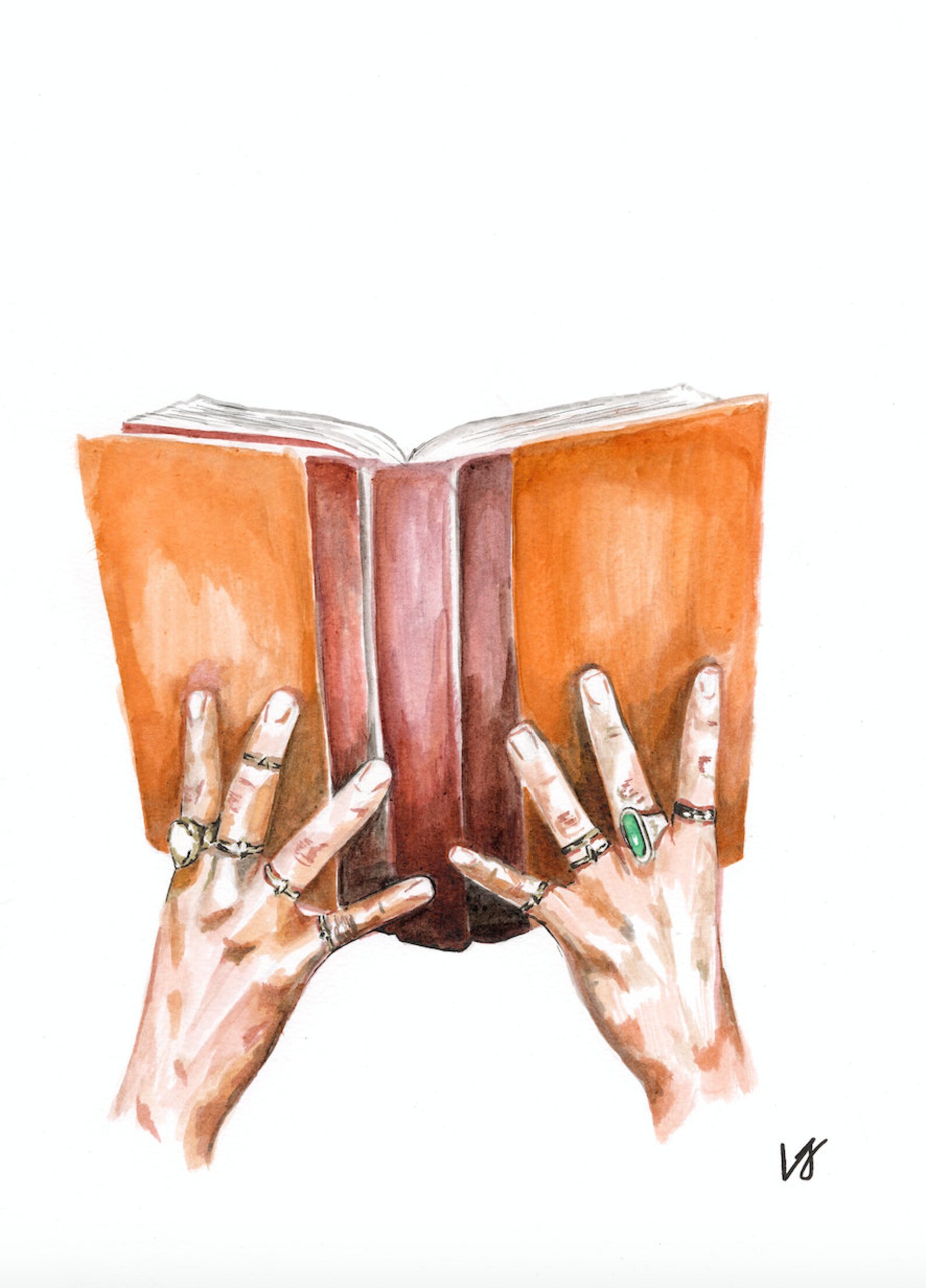 Bookworm Original Ink/watercolor Art Print Book Lover Gift - Etsy