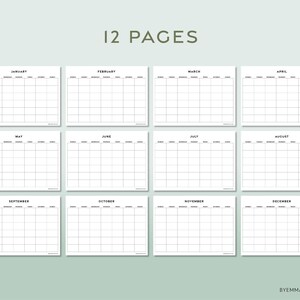 Printable 2022 Blank Monthly Calendar / Landscape / A4 / Letter Size ...