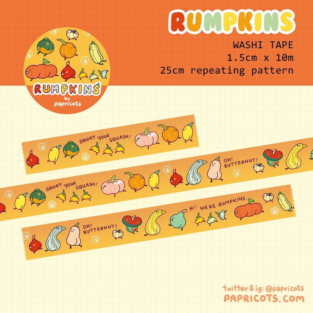 Rumpkins Washi / Deco Tape Cute Pumpkins Stationery for Planner, Craft ...