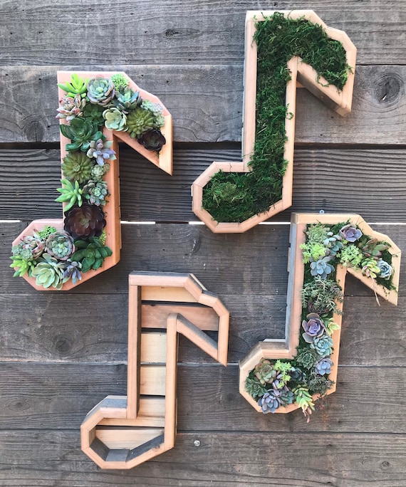 Music Note Succulent Vertical Garden / Living Hanging Wall | Etsy
