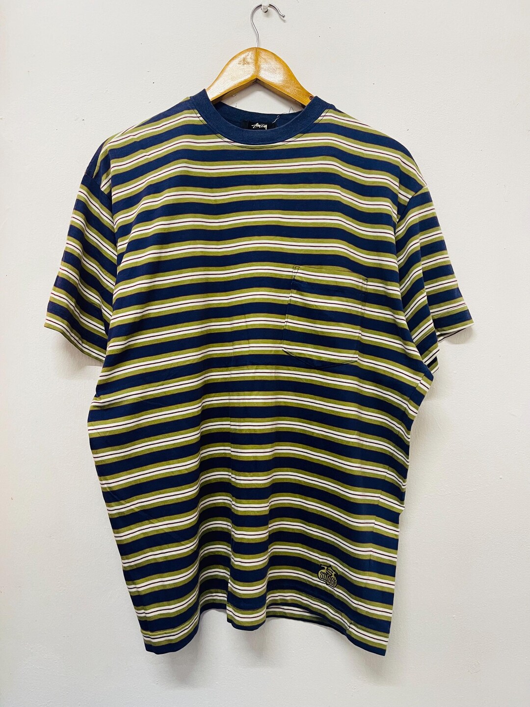 Vintage 90s Stussy : Native Stripes T-shirt / Modern Streetwear / Rave ...