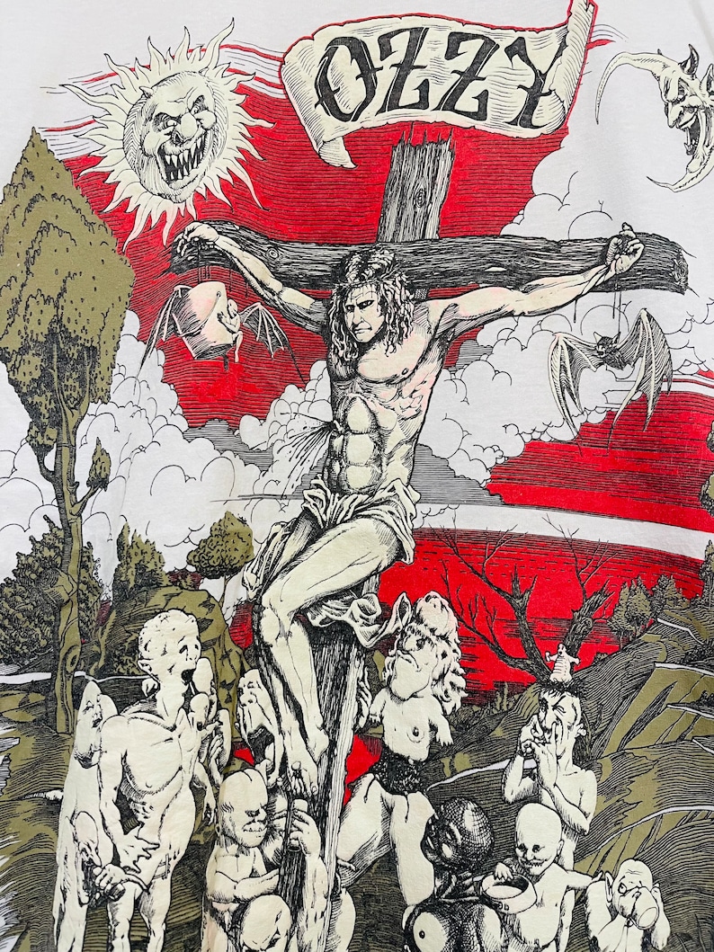 Vintage 90s Ozzy Osbourne 1991 Glow In The Dark Designs Metal Tour T ...