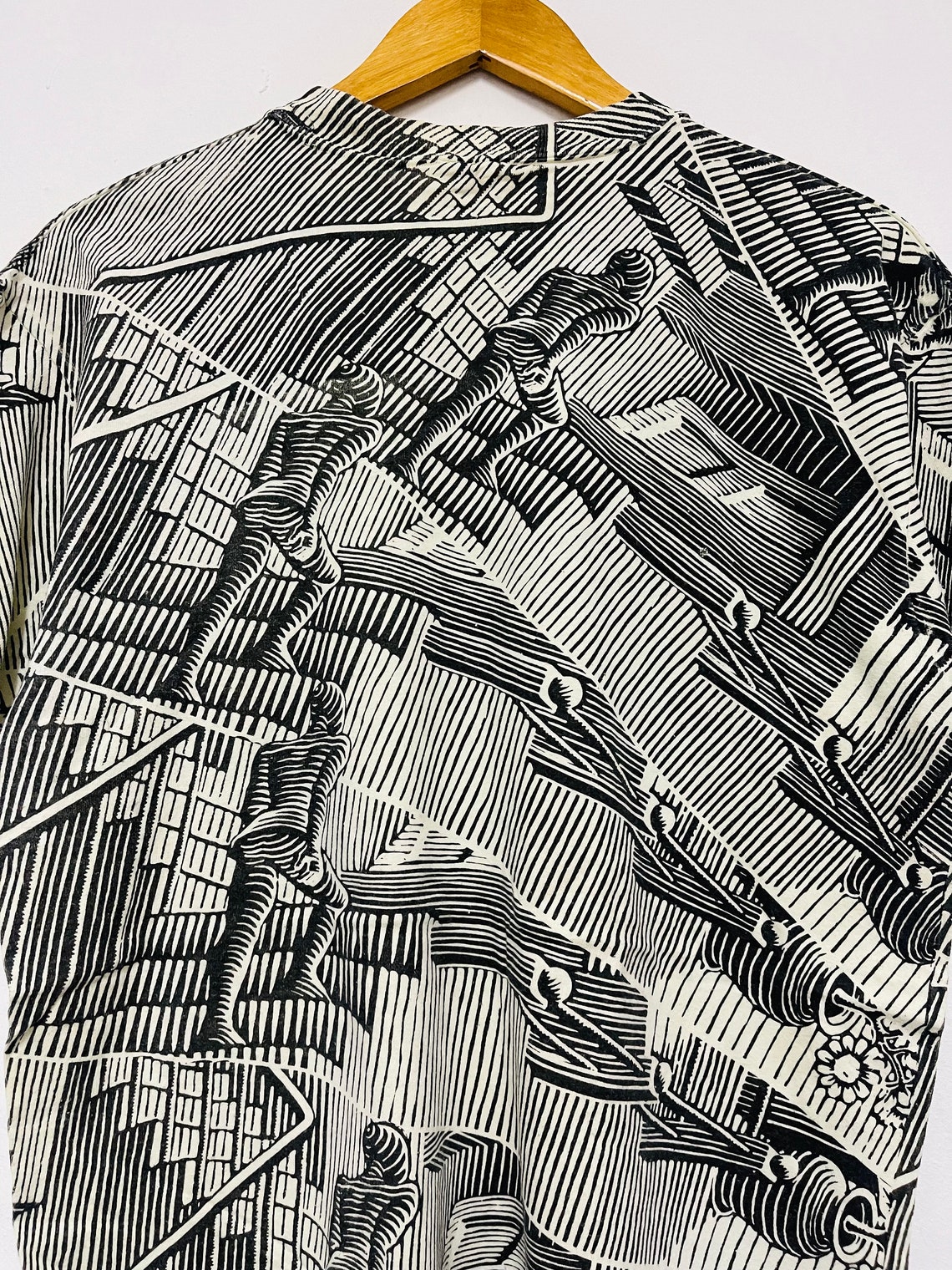 Vintage 90s MC Escher Heirs : Relativity 1953 All Over Print T-shirt / Streetwear / Pop Art ...