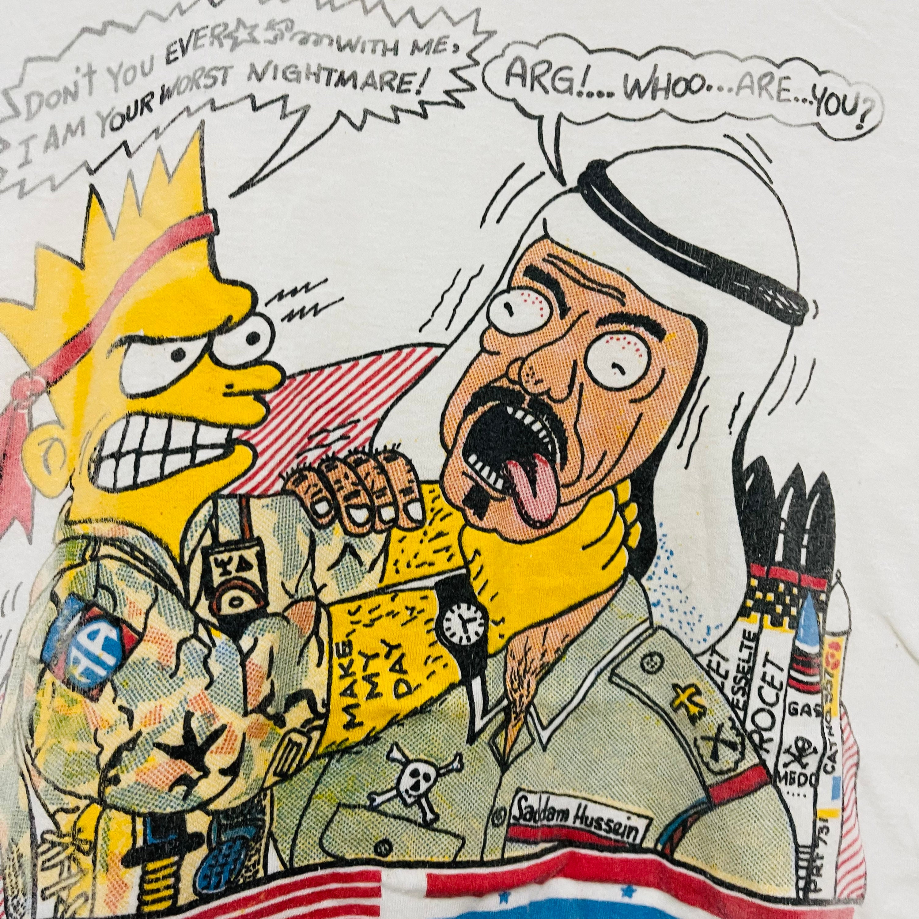 Vintage 80s Bart Simpson “ Middle East Crisis T-shirt / Parody / Funny ...