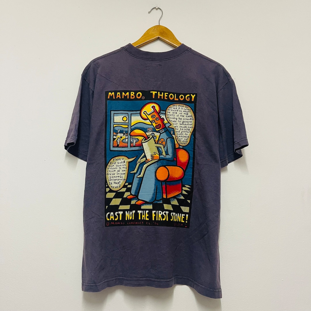 Vintage 90s Mambo Graphics Reg. Mombassa 1994 Theology Artworks T-shirt ...