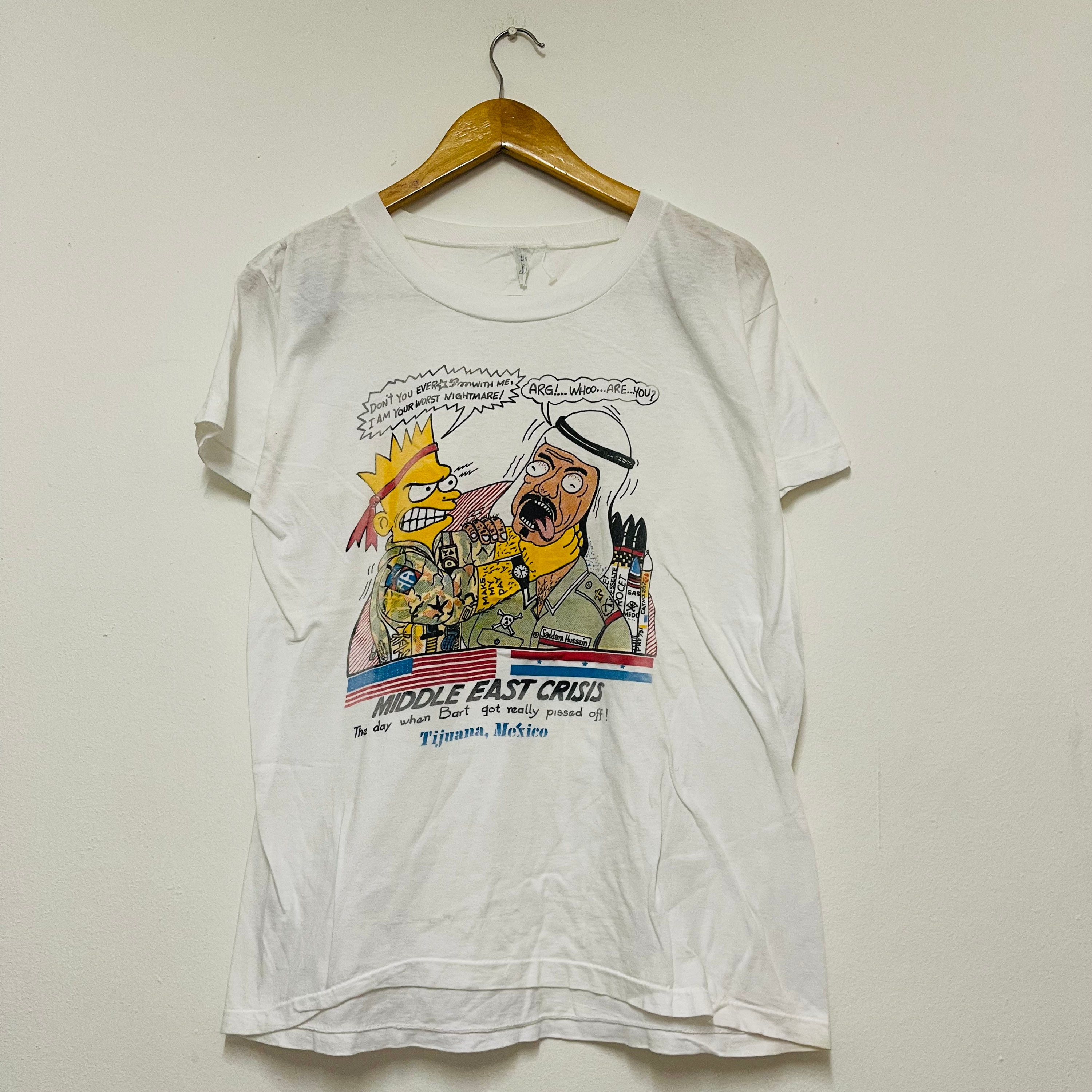 Vintage 80s Bart Simpson “ Middle East Crisis T-shirt / Parody / Funny ...