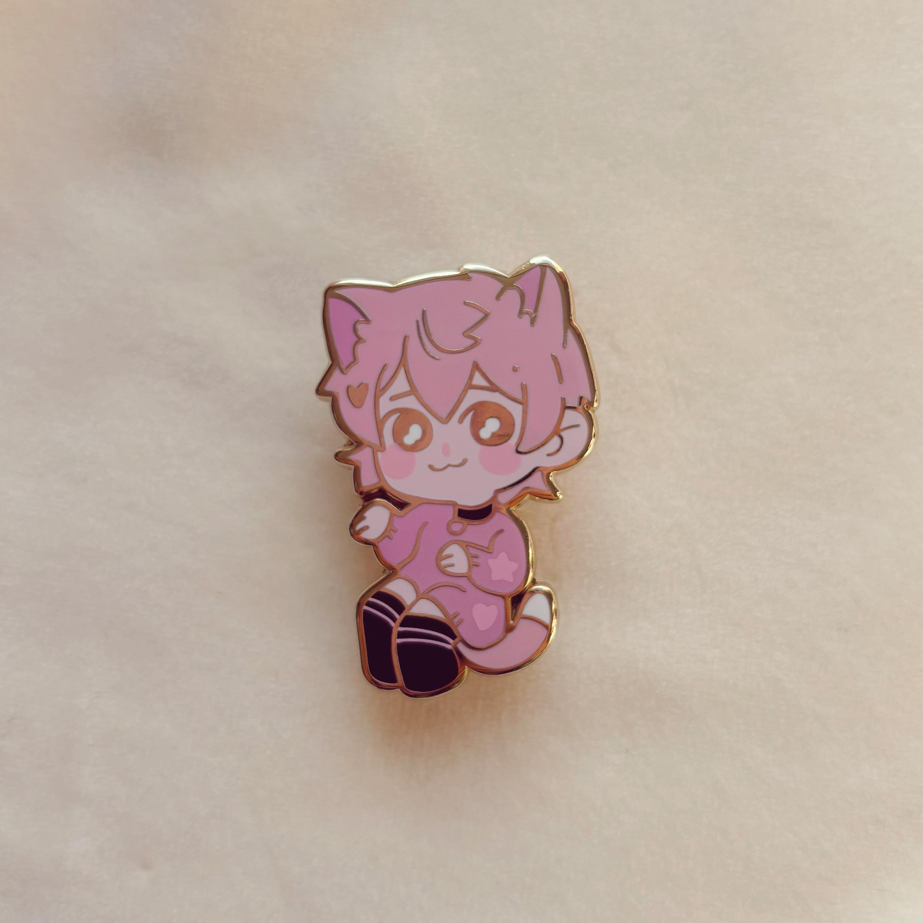Pink Catboy Enamel Pin, Cute Enamel Pin, Kawaii Aesthetic, Ita Bag ...