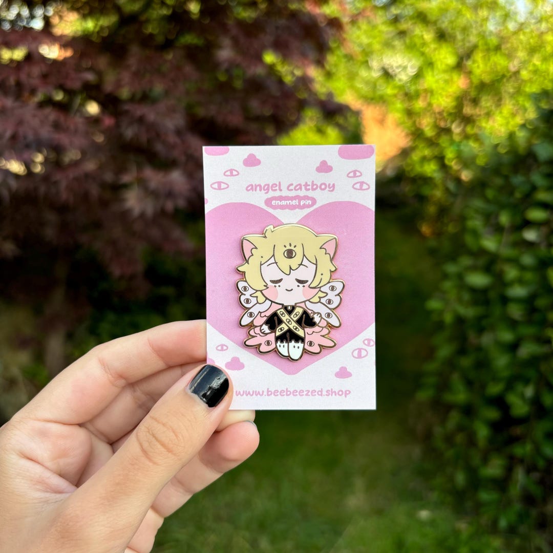 Angel Catboy Enamel Pin, Cute Enamel Pin, Kawaii Aesthetic, Ita Bag ...