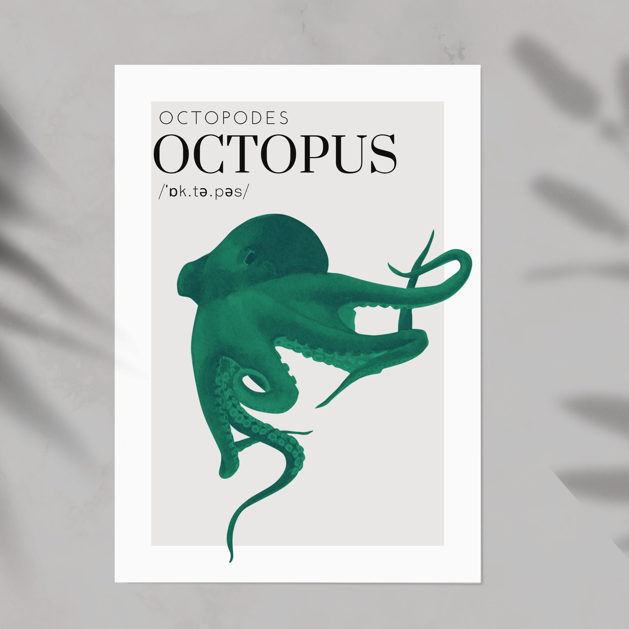 Emerald Green Octopus Art Print Nautical Coastal Decor - Etsy