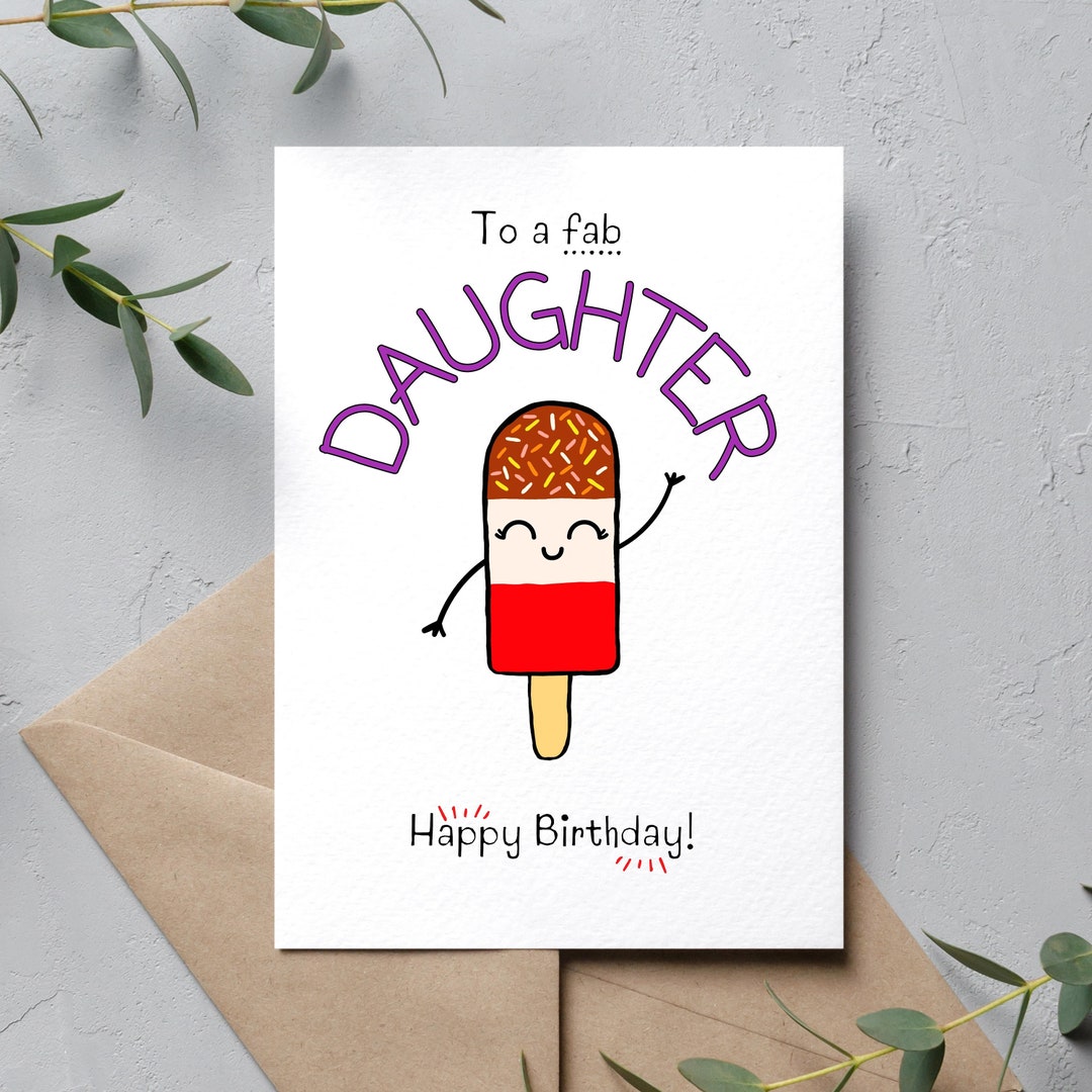 Fab Daughter, Funny Birthday Card, Daughter Birthday Card, Card for ...