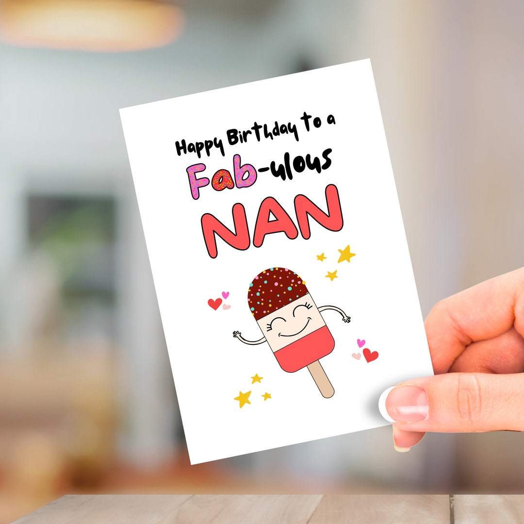 Fab Nan Funny Birthday Card Nanna Birthday Card With Cheesy Pun ...