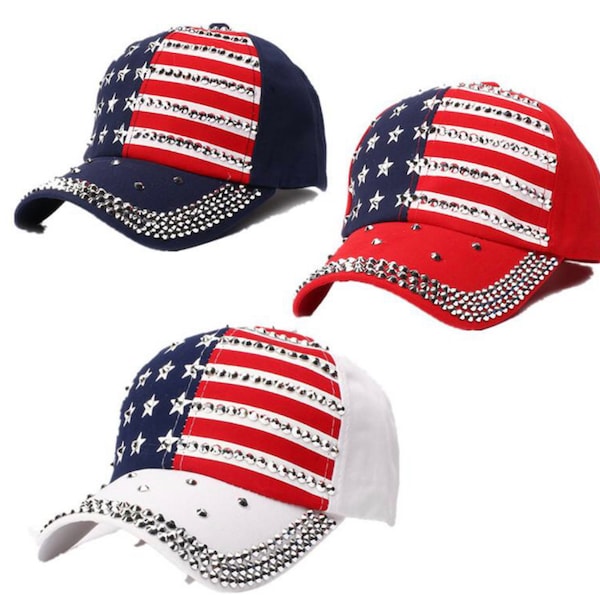 Rhinestone Usa Hats - Etsy