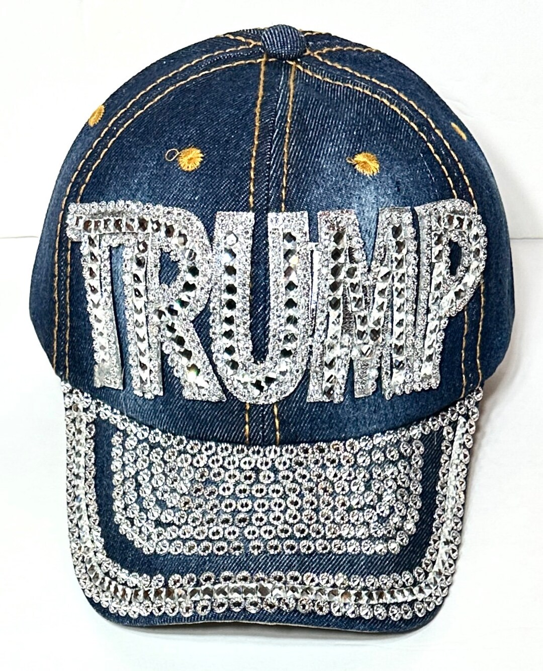 President Donald Trump Denim Rhinestone Rivet Bling / Sparkle Hat - Etsy