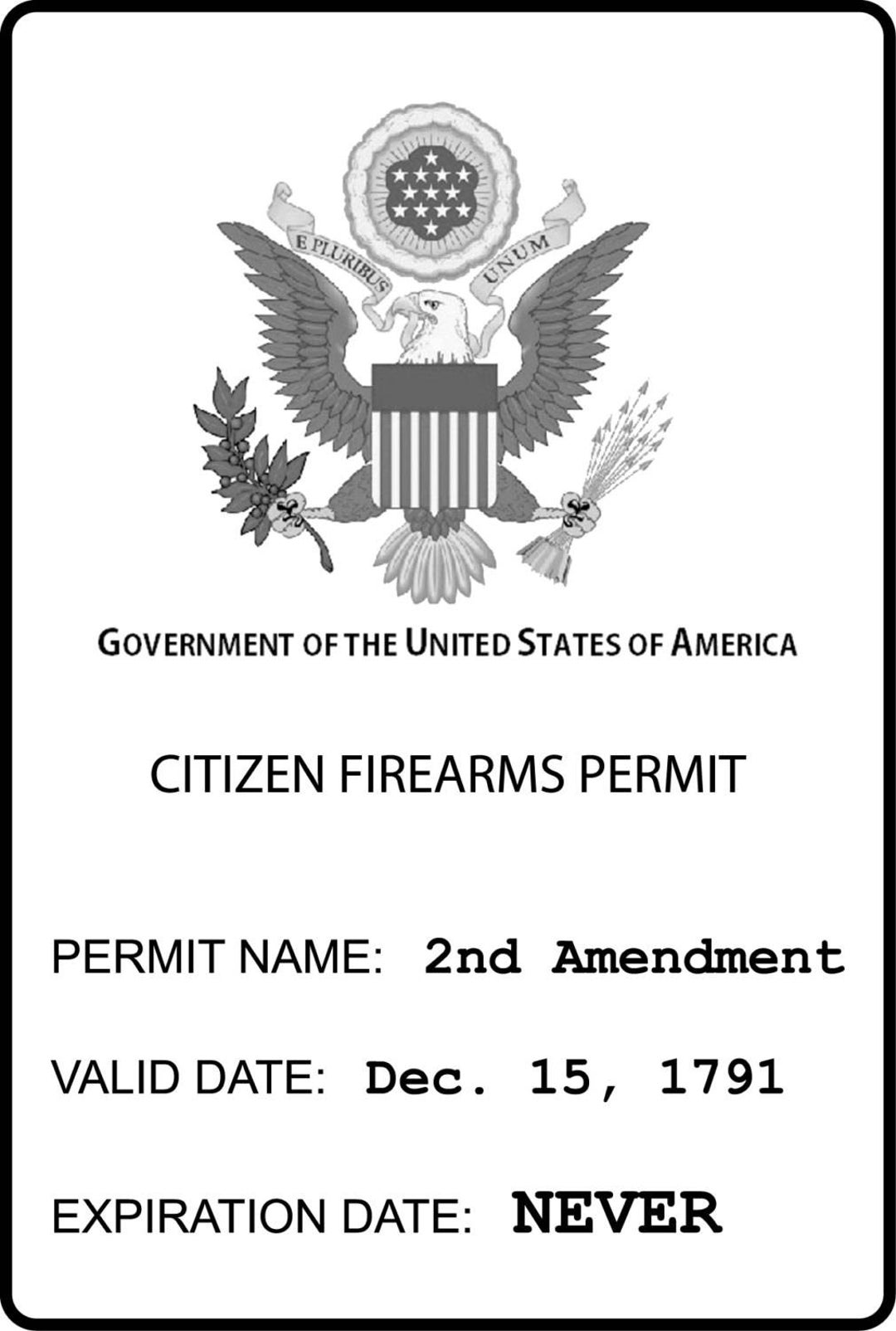 Citizen Firearms Permit - 4"x6" Vinyl Bumper Sticker - 2nd Amendment ...