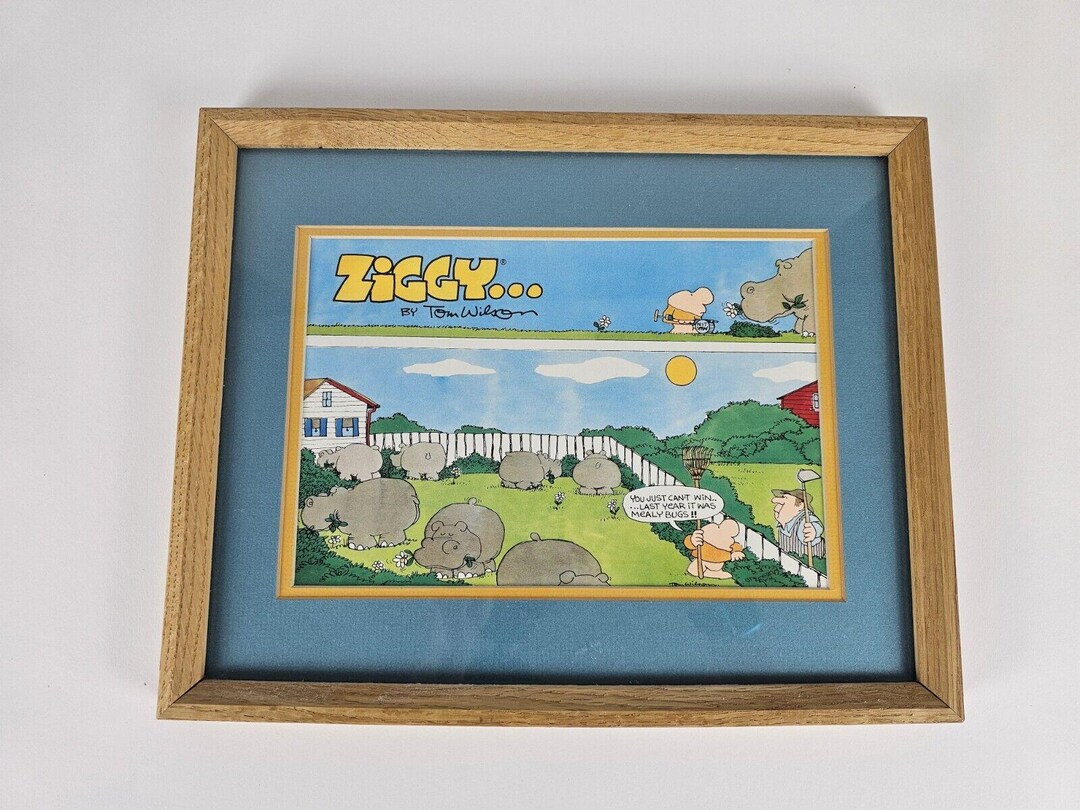 Ziggy Color Comic Strip Drawing Cartoonist Tom Wilson 80's Hippo ...