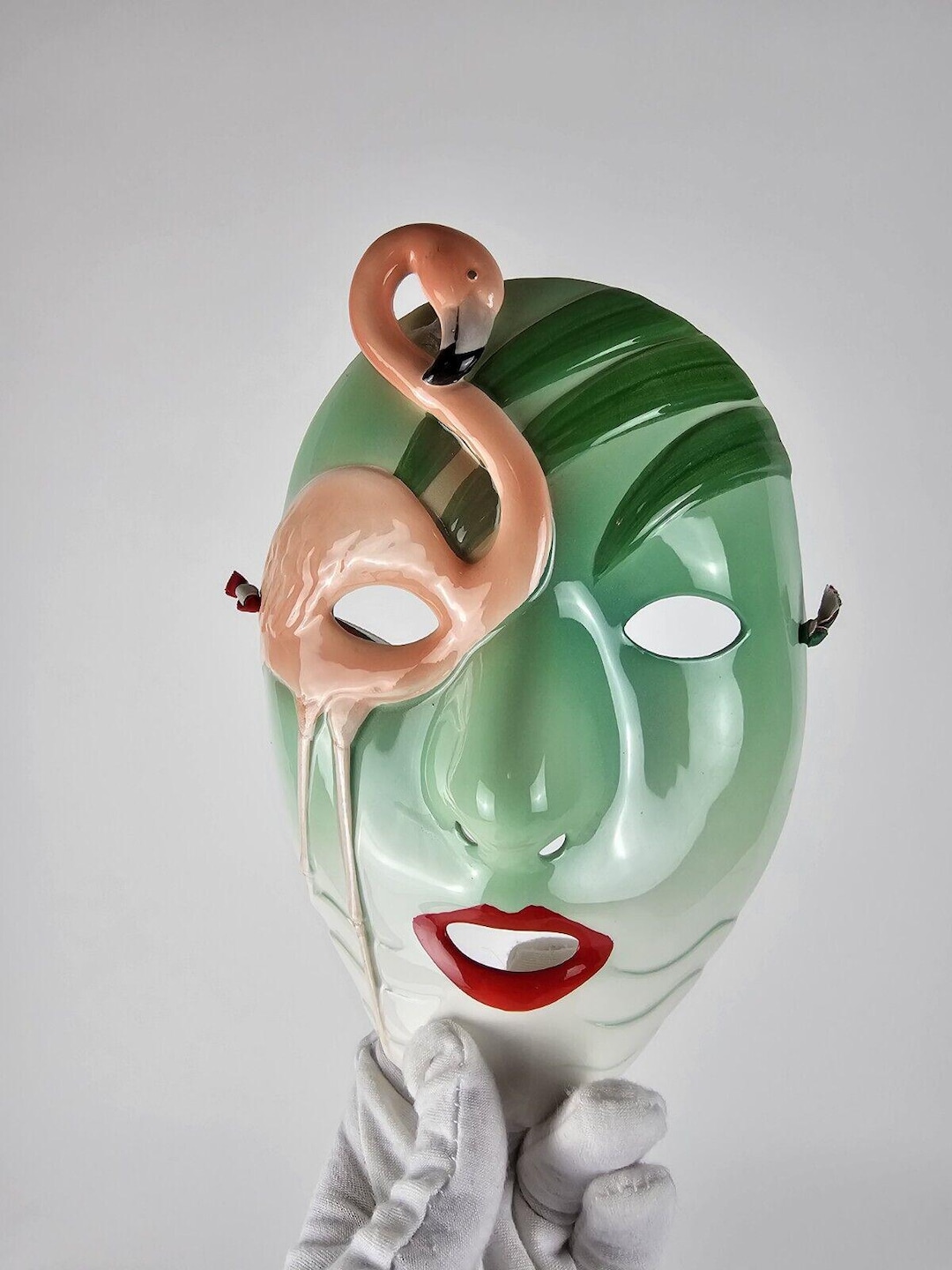 Vtg Flamingo Vandor 1985 Pelzman Designs Ceramic Wall Mask Hand Painted ...