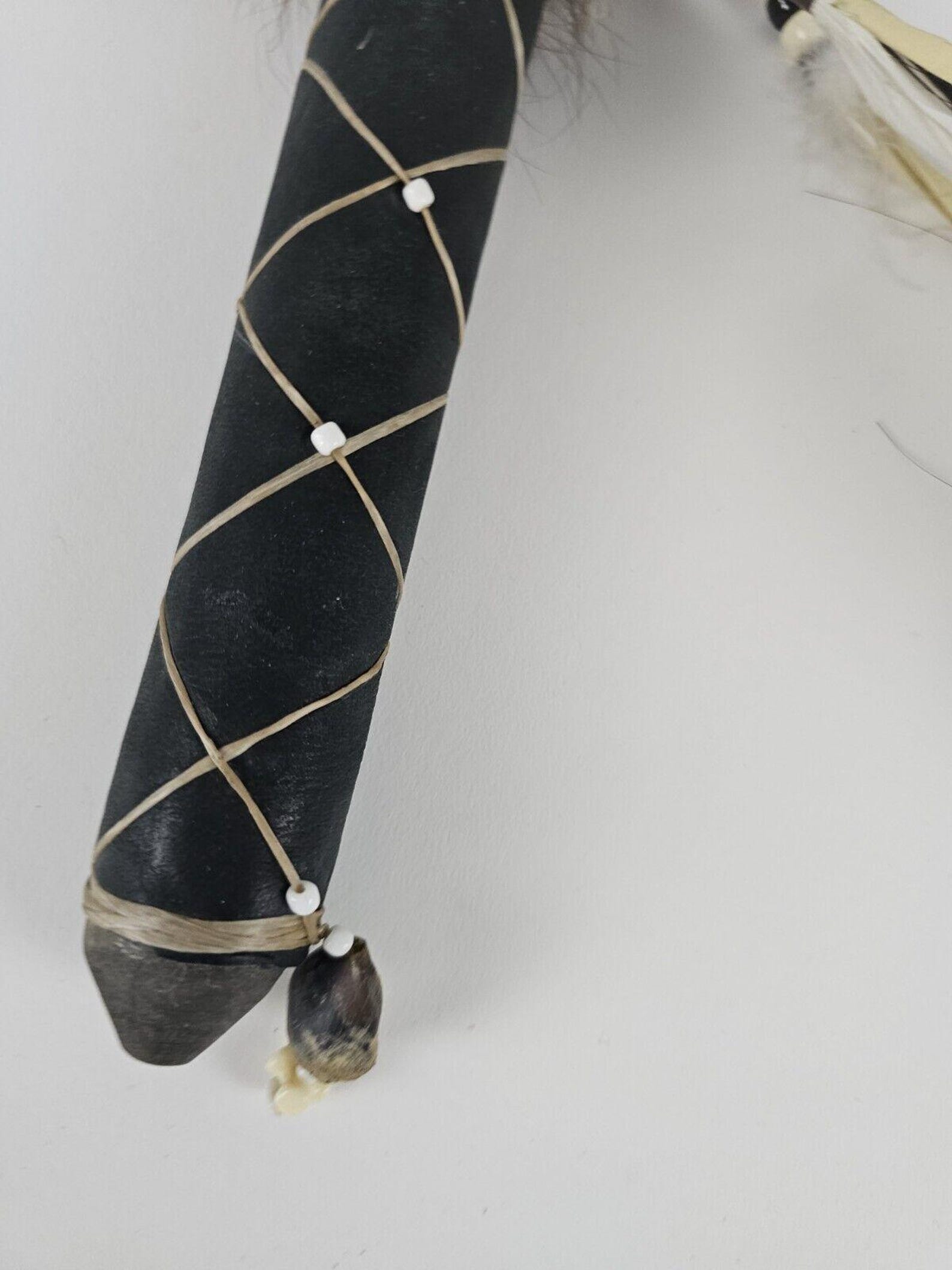 Vintage Native American Ceremonial Dance Medicine Stick Leather Antler ...