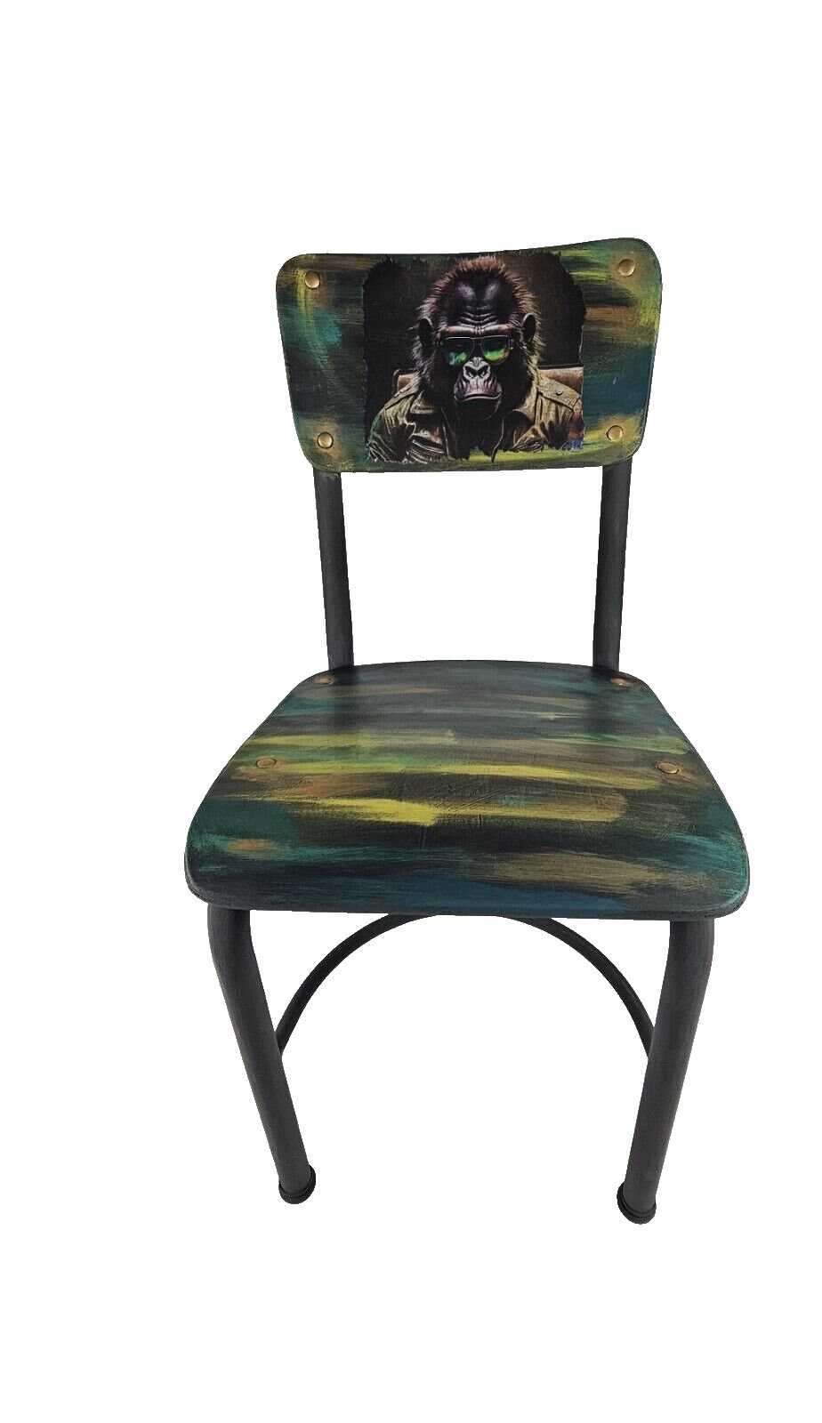 Child's School Desk Chair Hand Painted Decoupage Cool Gorilla Planter ...