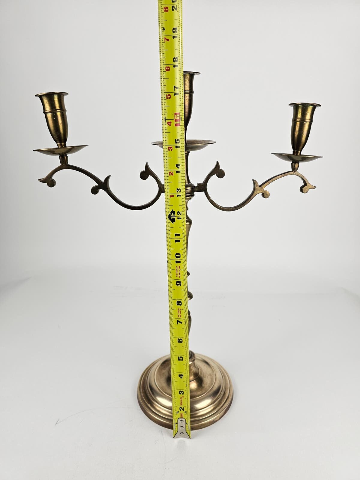 Vintage 3 Arm Candle Holder Solid Brass Dining Candelabra Traditional ...
