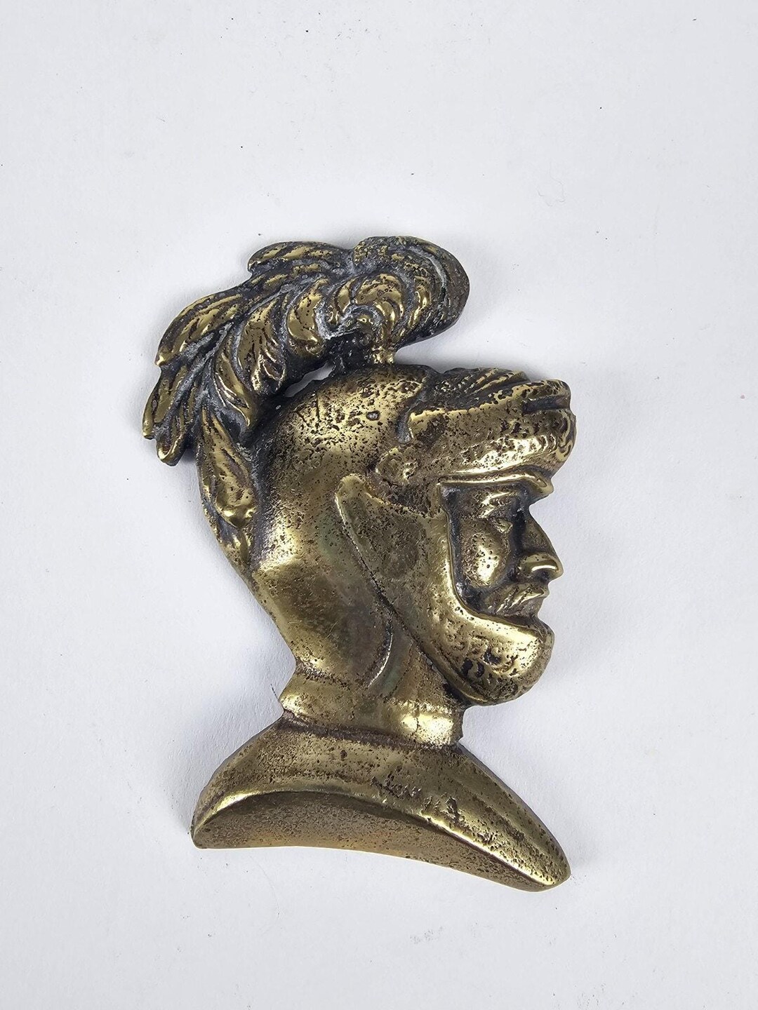 Vintage Cast Brass Conquistador Figure Medieval-style Decor Drawer Pull ...