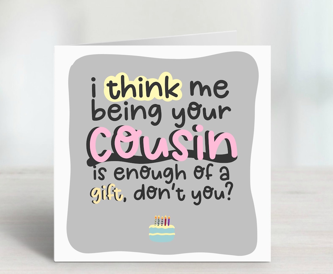 Funny Cousin Birthday Card Cousin Birthday Card Birthday - Etsy