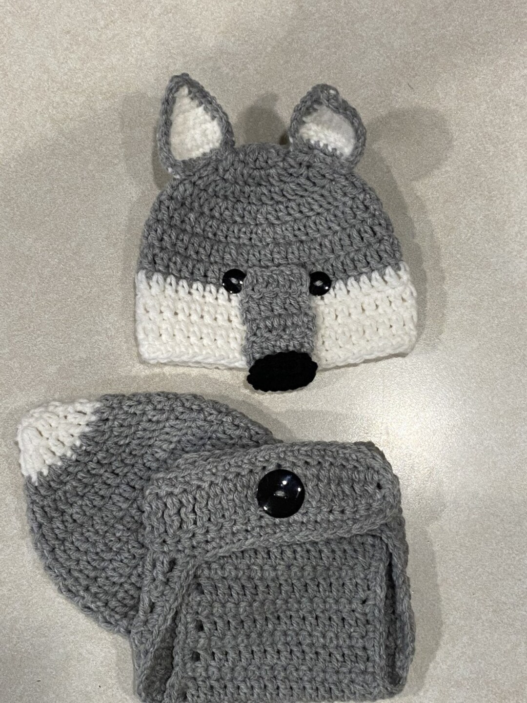 Handmade Crochet Wolf Hat and Diaper Cover Set: Baby Photo Prop - Etsy