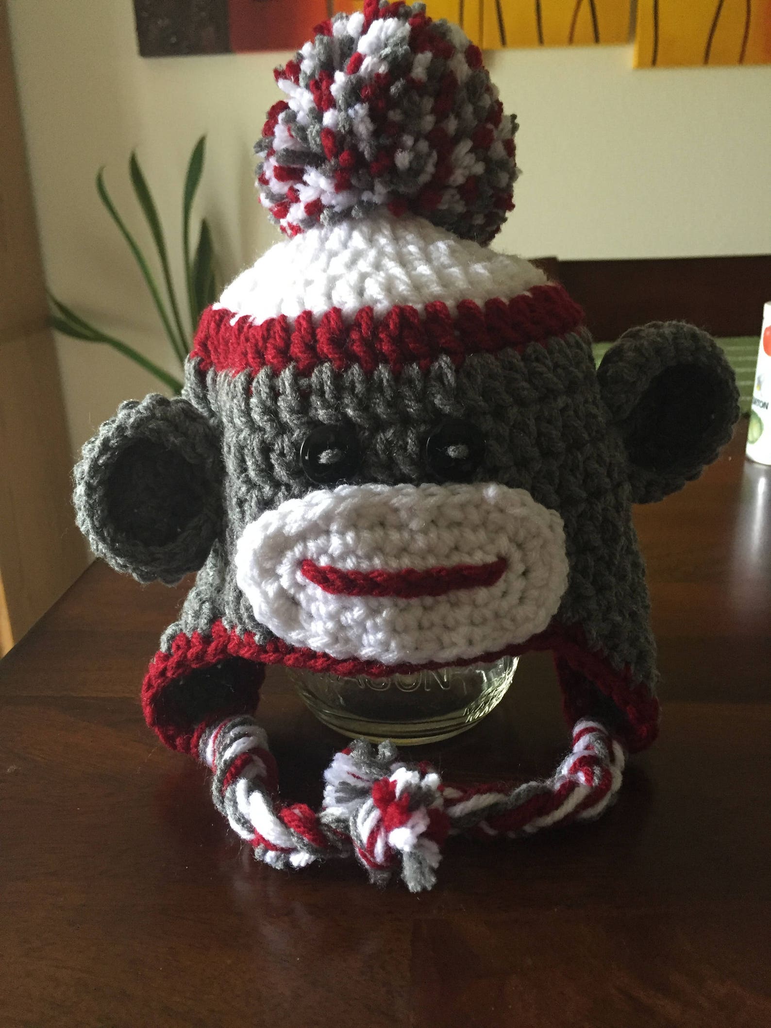 Sock Monkey Hat. With or Without Braids. Size Newborn to | Etsy