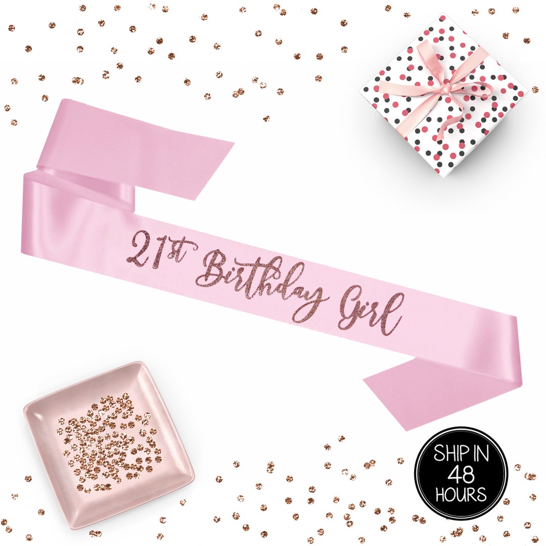 1 Piece 21st Birthday Girl Script Sash Luxurious Satin Rose Gold ...