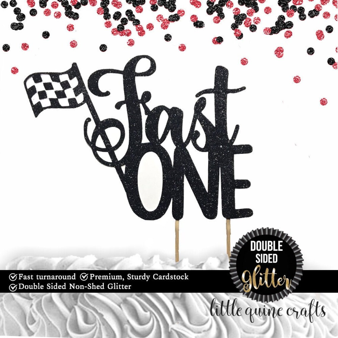 1 Piece Fast One Race Racing Car Theme DOUBLE SIDED Black | Etsy