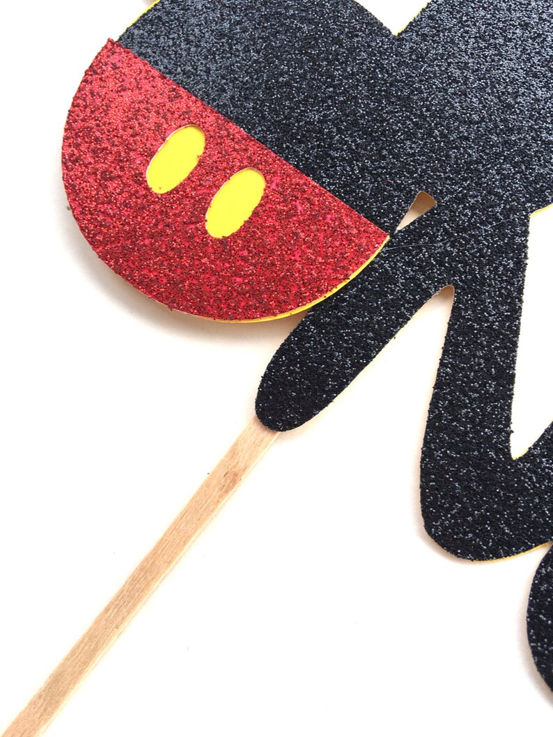 1 PC ONE Mickey Mouse Head Red Black Glitter Cake Topper para - Etsy España