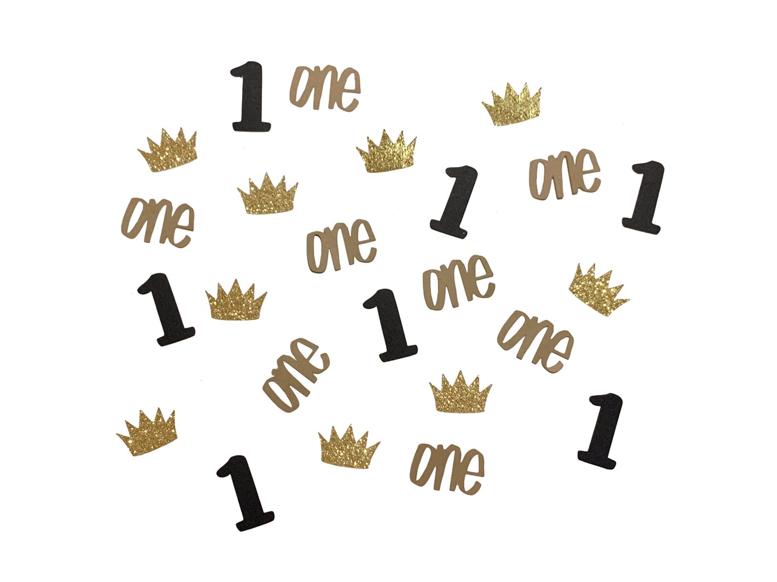 100 Pcs Black Gold Glitter Crown One 1 Confetti Wild One | Etsy