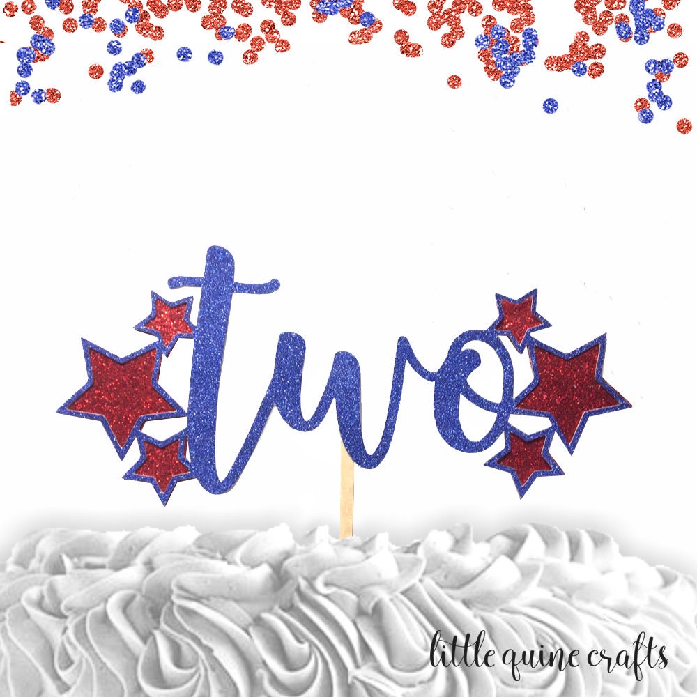 1 Pc Two Stars Patriotic American Blue Red Glitter for Second - Etsy