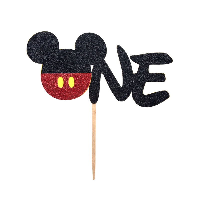 1 PC ONE Mickey Mouse Head Red Black Glitter Cake Topper para - Etsy España