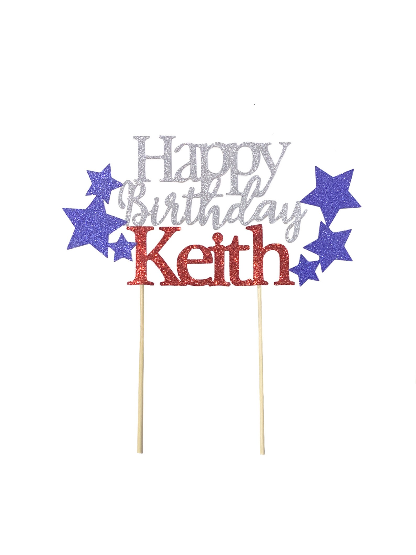 1 Pc Happy Birthday Custom ANY Name Star Patriotic Red and - Etsy