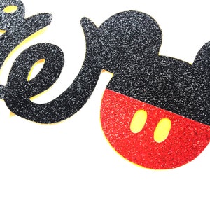 1 Pc TWO Mickey Mouse Head Red Black Glitter Cake Topper for Second ...