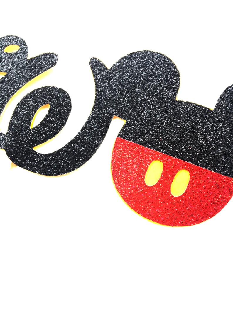 1 Pc TWO Mickey Mouse Head Red Black Glitter Cake Topper for | Etsy