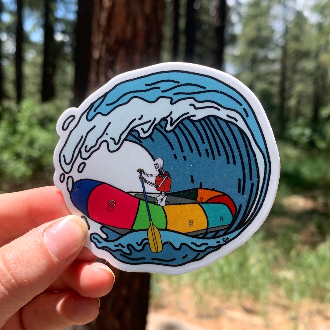 Skeleton Rafting Sticker Whitewater Sticker Rafting cooler Sticker Trip ...