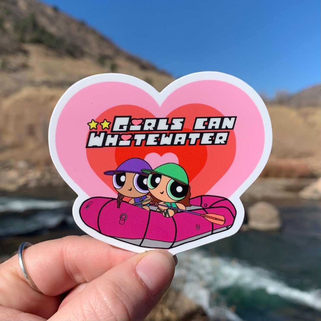 Girls Can Whitewater Powerpuff Girl Sticker Whitewater Rafting cooler ...