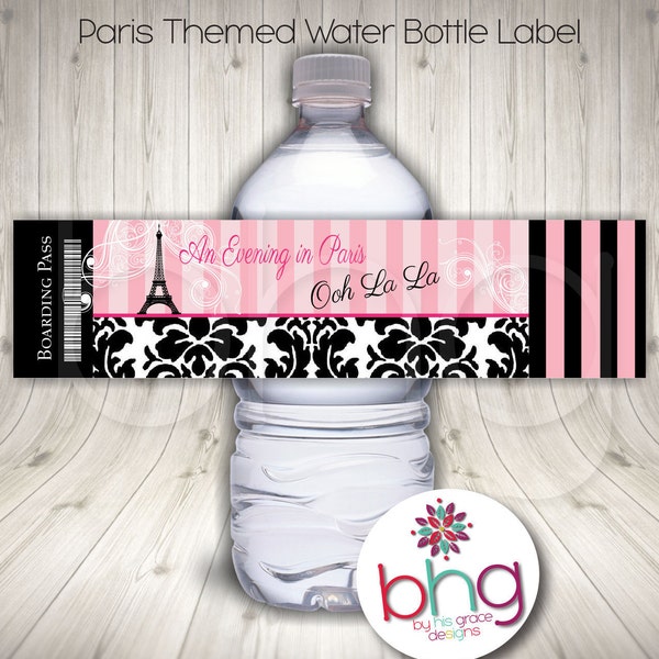 Paris Themed Water Bottle - Etsy