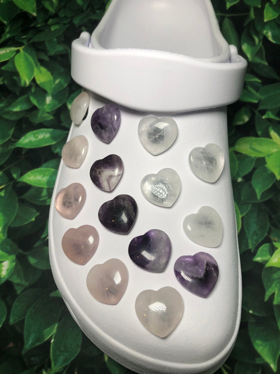 Heart Shaped Quartz Crystal Croc Charms - Etsy