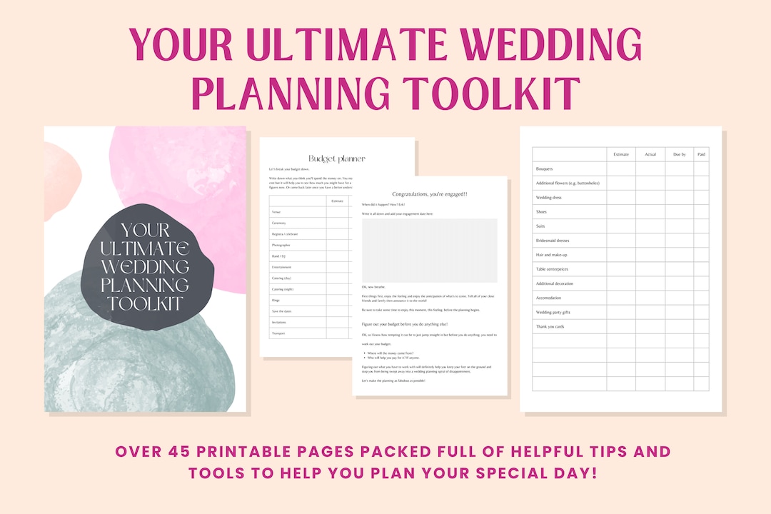 Printable Wedding Planner Toolkit, Checklist, Itinerary (digital ...