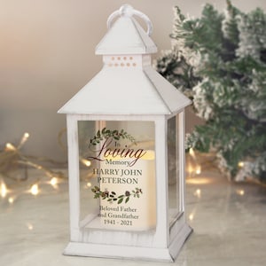Personalised in Loving Memory White Indoor Keepsake Lantern. Memorial ...