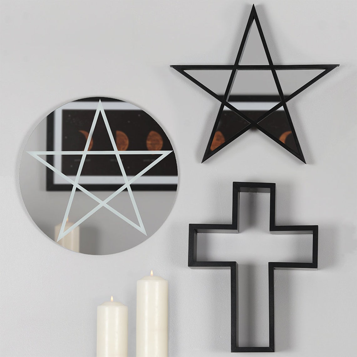 Round Pentagram Design Gothic Mirror. Home Decor. Gift. - Etsy UK