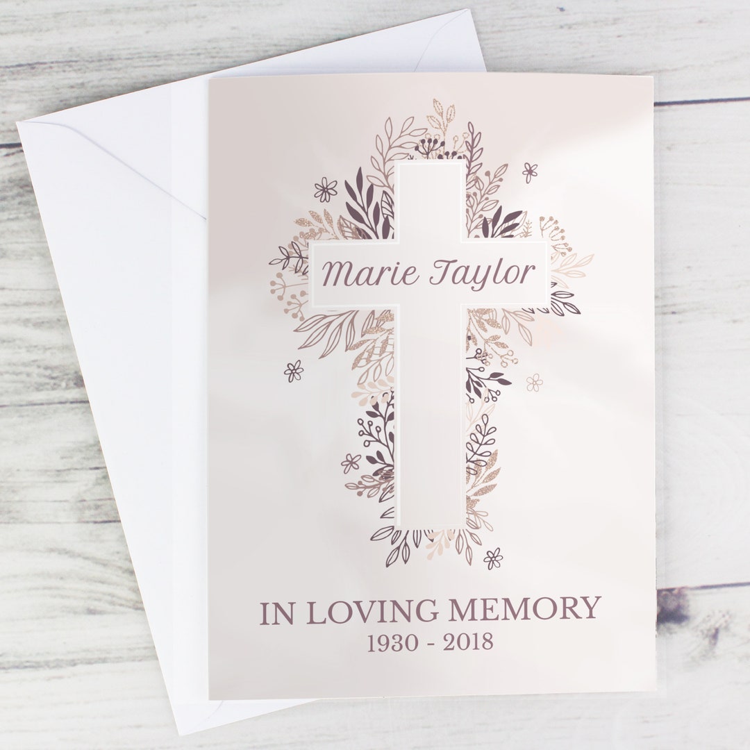 Personalised Floral Cross Sympathy Card. Memorial. - Etsy