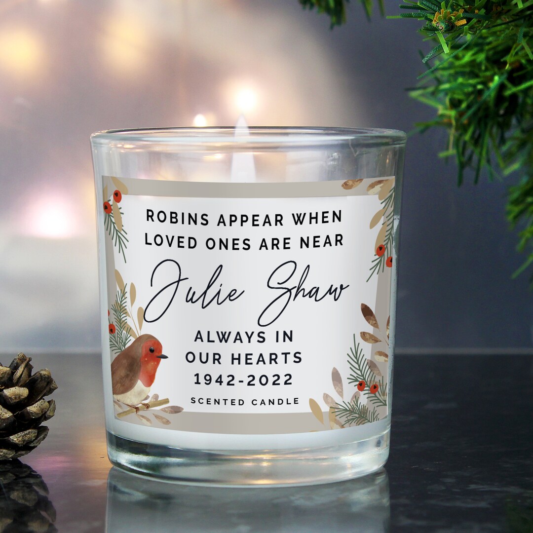 Personalised Robins Appear Memorial Scented Jar Candle. Keepsake ...