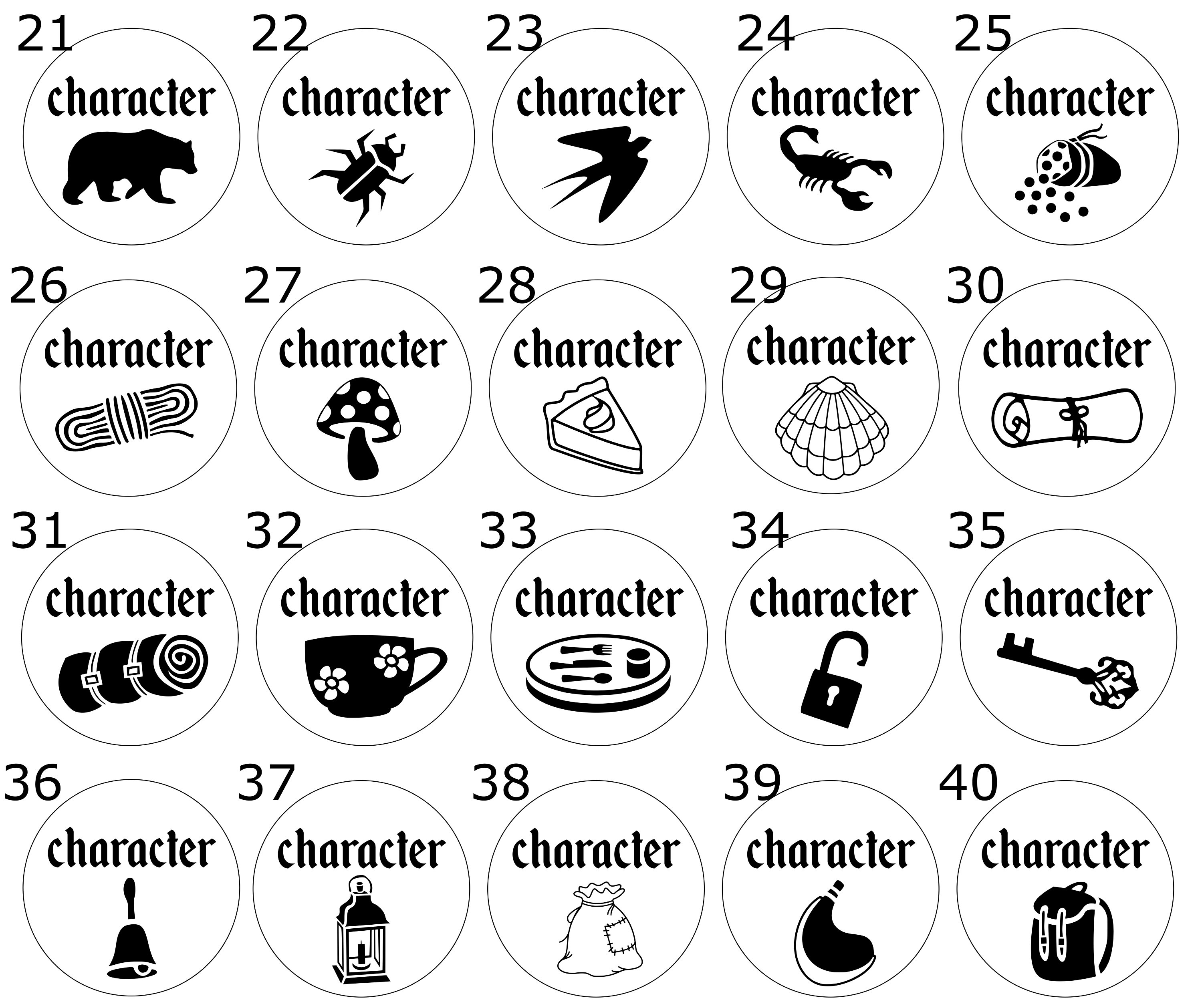 Custom Character Name and Icon Laser Engraved Wooden Tokens | Etsy