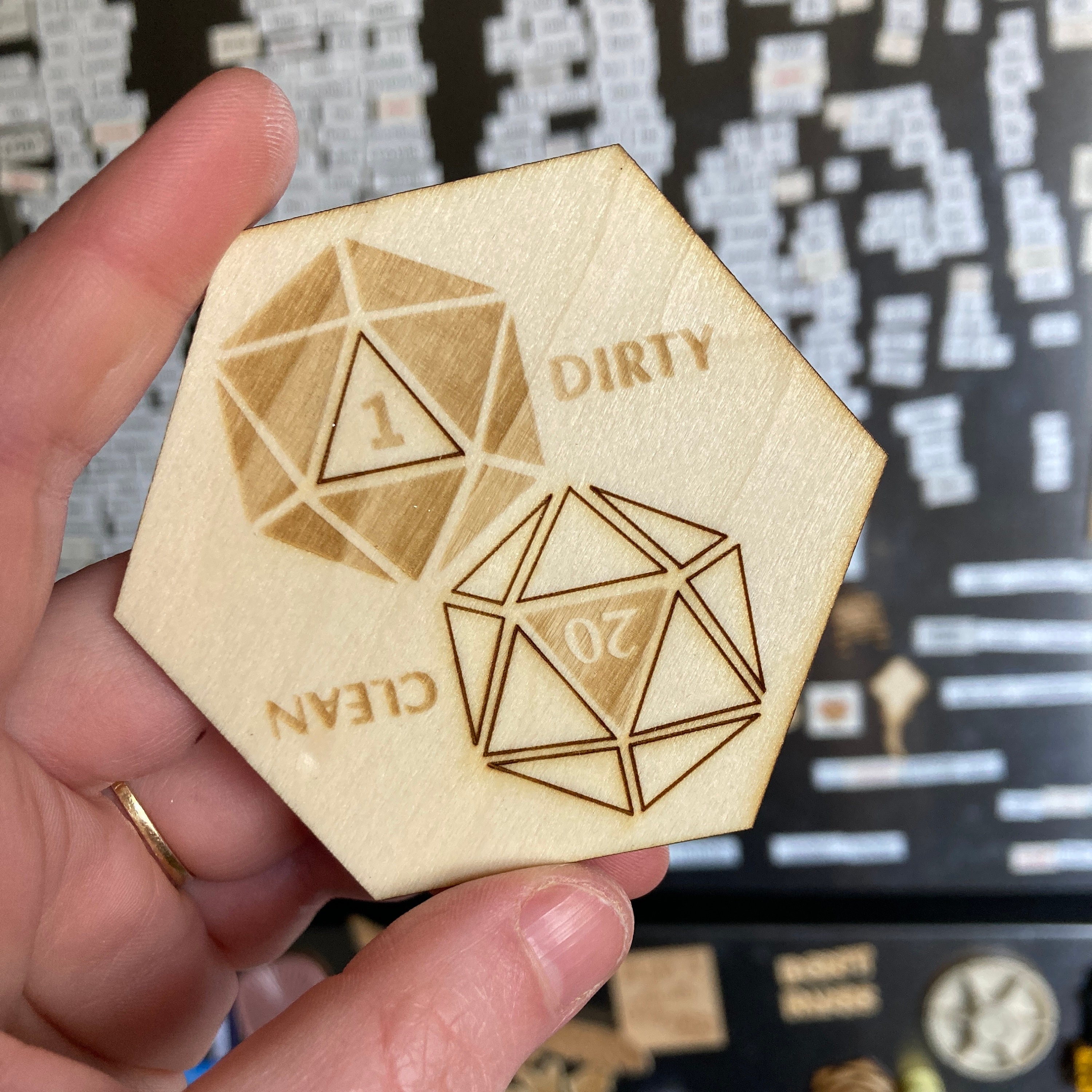 Laser Engraved Wooden D20 Clean / Dirty Reversible Dishwasher - Etsy